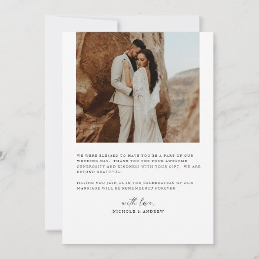 Handwritten Script Wedding 2-Photo Thank You Card | Zazzle