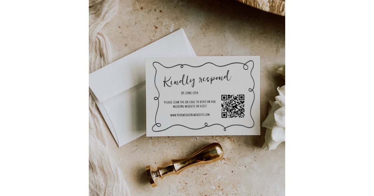Handwritten Squiggle Frame Wedding RSVP Card | Zazzle