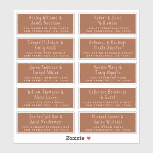 Handwritten TerraCotta Guest Address Labels | Zazzle