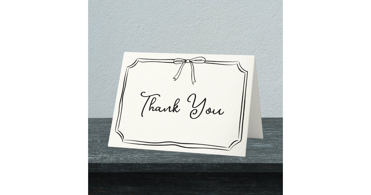 Handwritten Thank You Card Cute Chic Coquette Bow | Zazzle