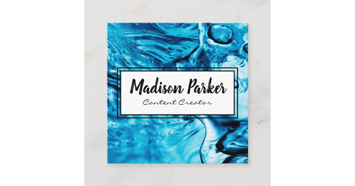 Handwritten Water Background Square Business Card | Zazzle
