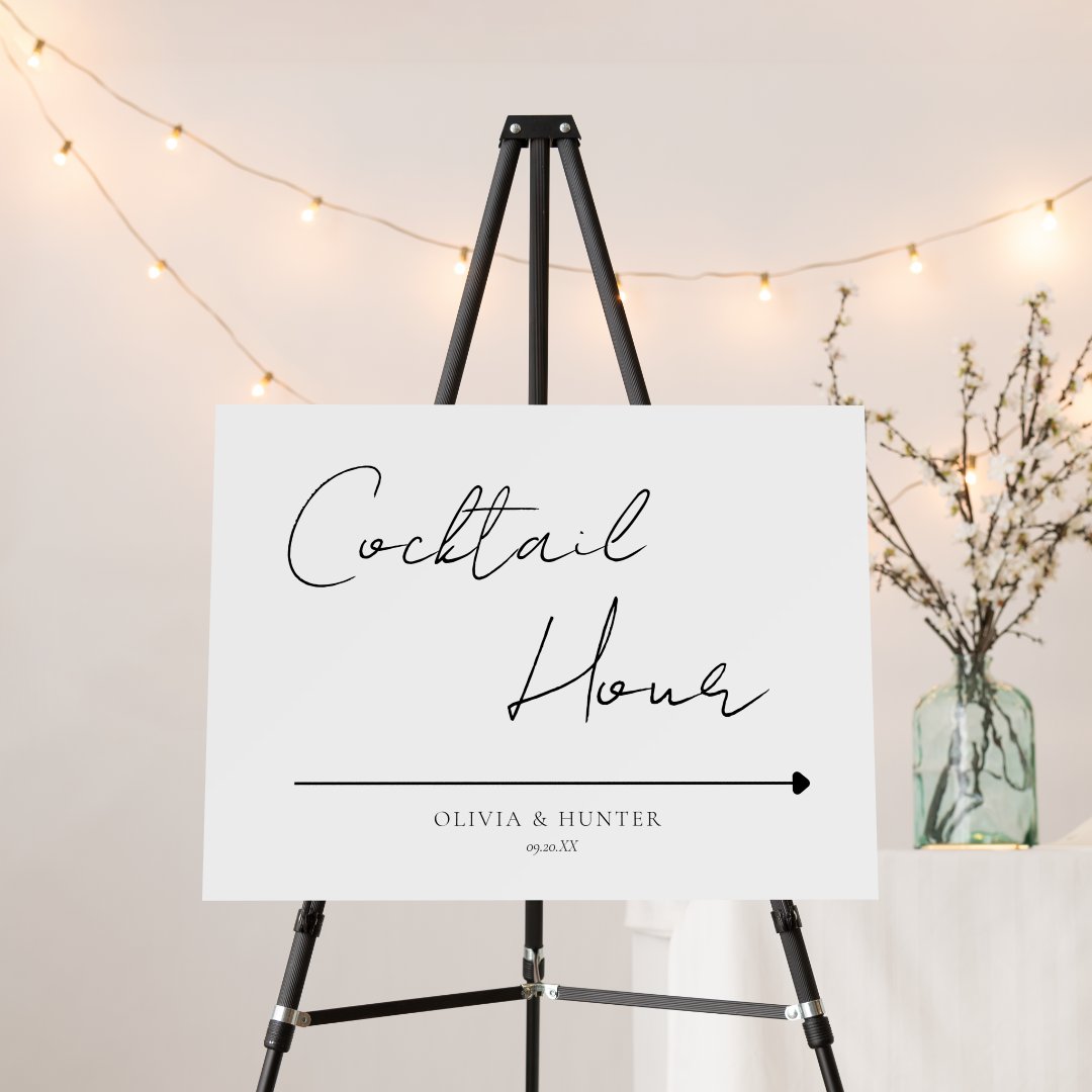 Handwritten Wedding Cocktail Hour Sign | Zazzle