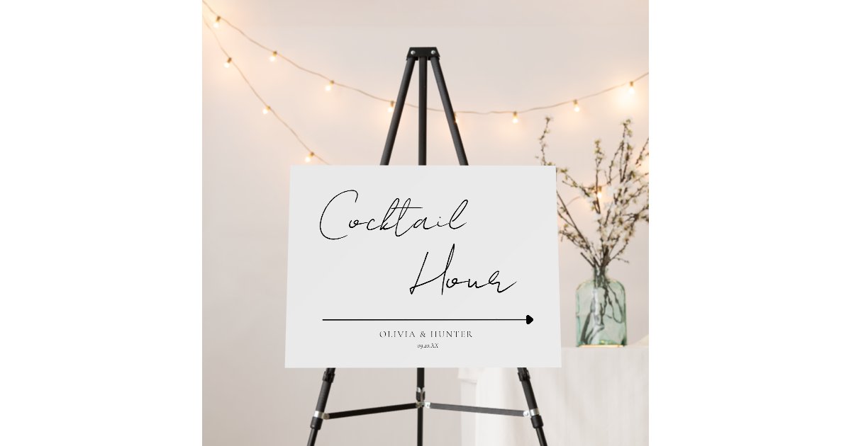 Handwritten Wedding Cocktail Hour Sign | Zazzle