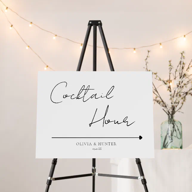 Handwritten Wedding Cocktail Hour Sign | Zazzle