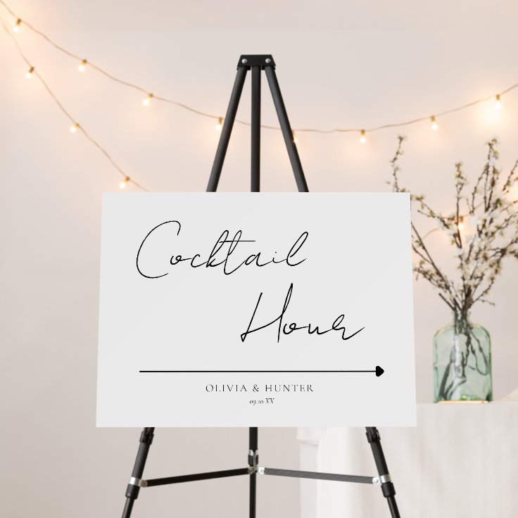 Handwritten Wedding Cocktail Hour Sign | Zazzle