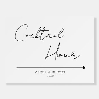 Handwritten Wedding Cocktail Hour Sign | Zazzle