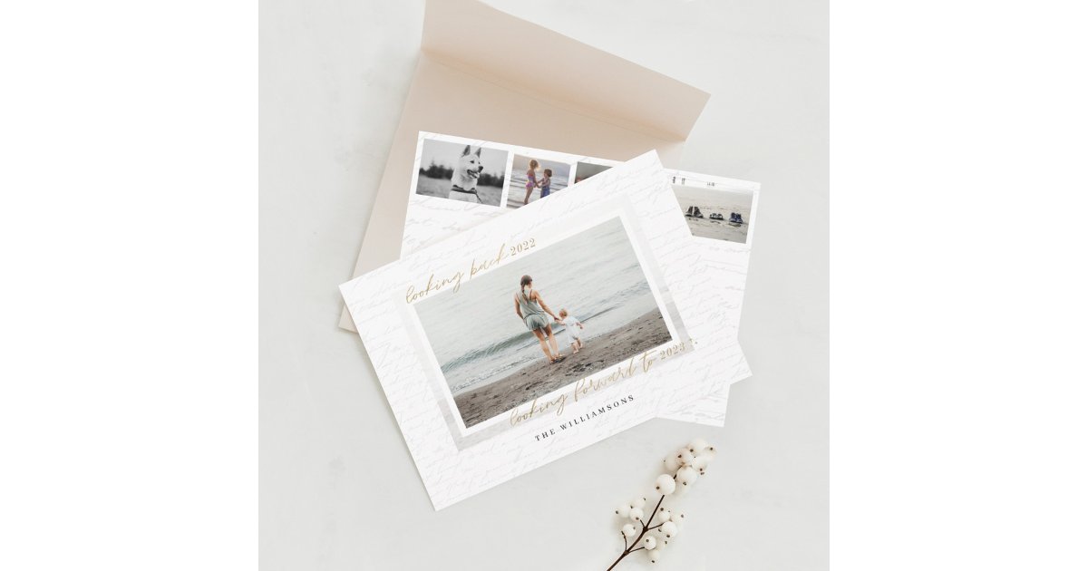 Handwritten Year in Review Letter Scrapbook Photos Holiday Card | Zazzle