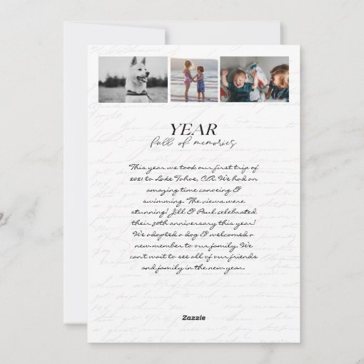 Handwritten Year in Review Letter Scrapbook Photos Holiday Card | Zazzle