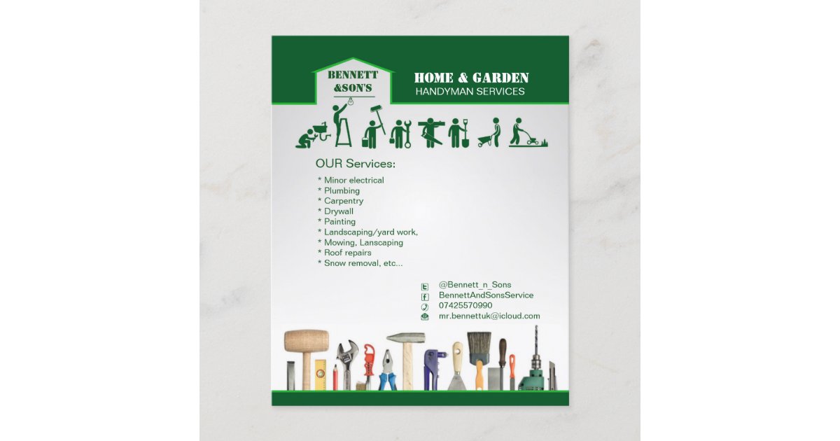 Handyman and home maintenance servise flyer | Zazzle