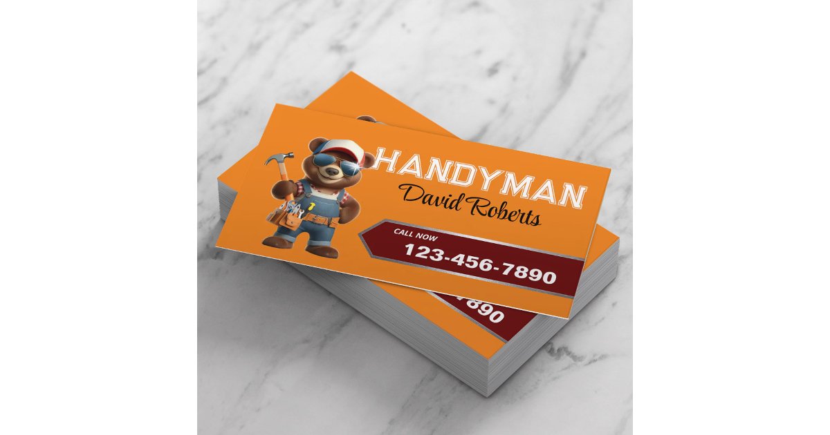 Handyman Bear Carpenter House Repair Maintenace Business Card | Zazzle