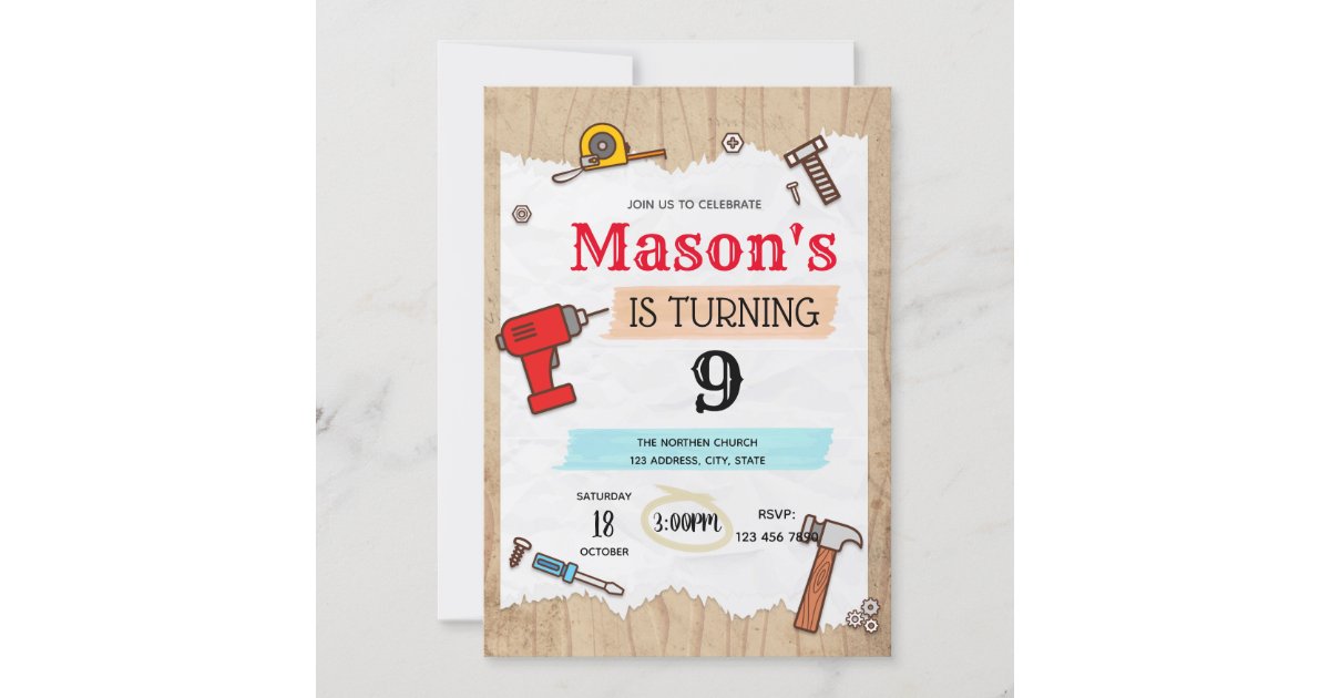 Handyman birthday party invitation | Zazzle