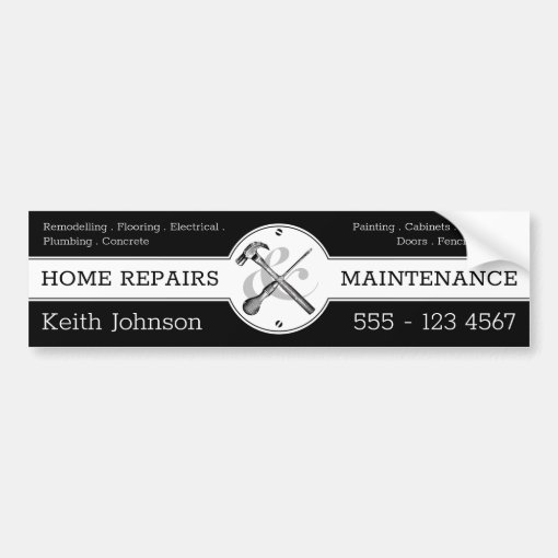 Handyman Black Modern Professional Construction Bumper Sticker | Zazzle