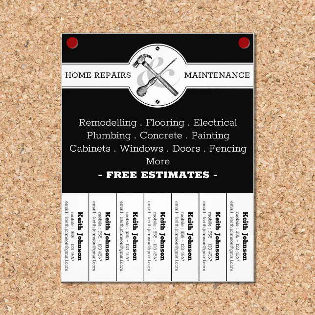 Handyman Black Modern Professional Construction Flyer | Zazzle