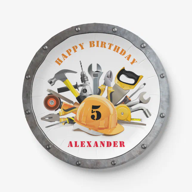 Handyman Boy Tools Birthday Party Paper Plate | Zazzle