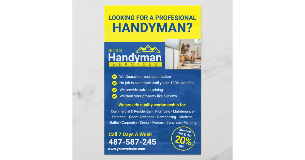 Handyman Business Promo Flyer - Home Business | Zazzle