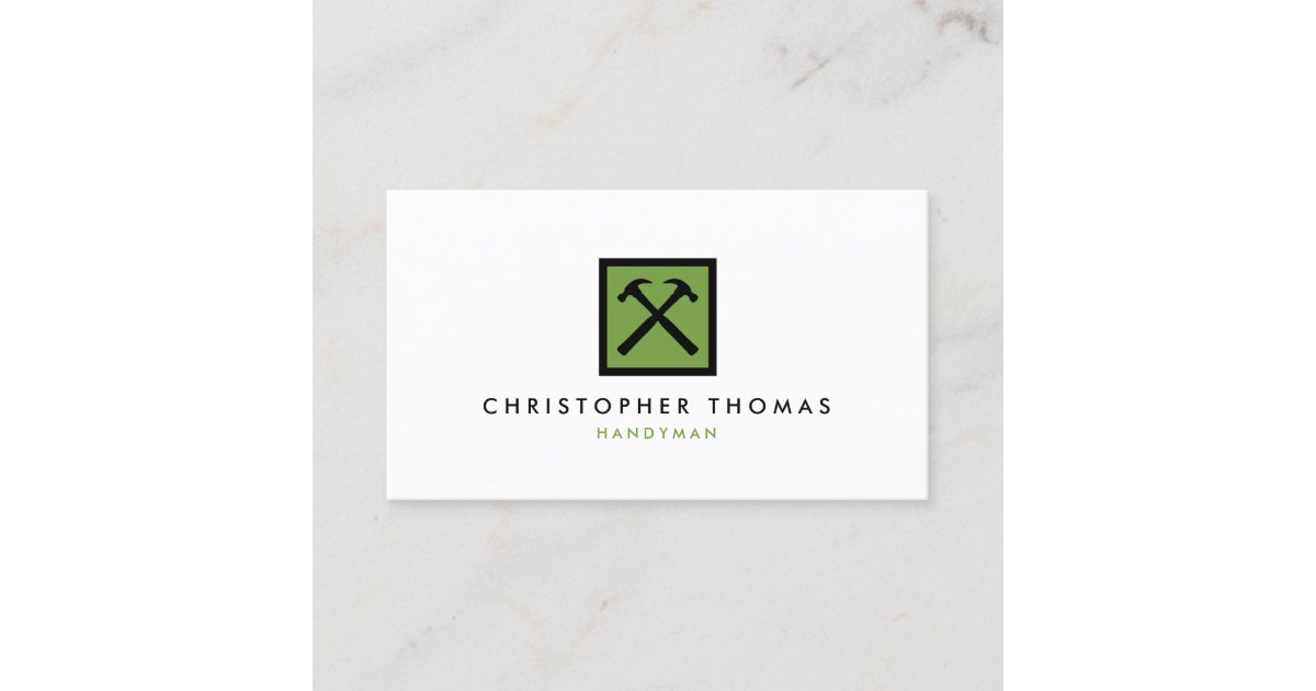 Handyman, Carpenter, Builder Green Logo Business Card | Zazzle