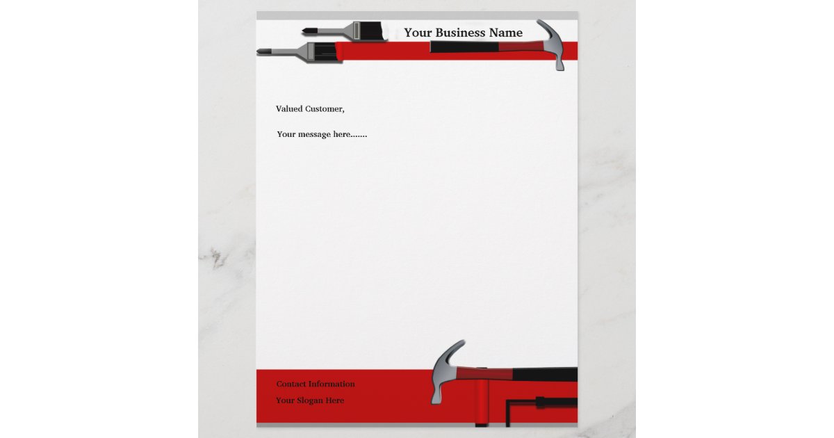 Handyman Carpenter Painter Letterhead Stationery | Zazzle.com