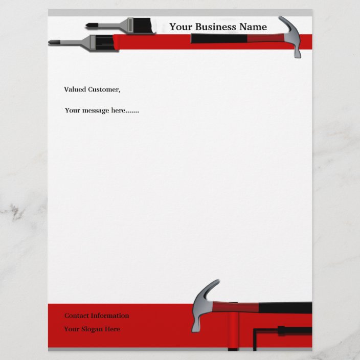 Handyman Carpenter Painter Letterhead Stationery | Zazzle.com