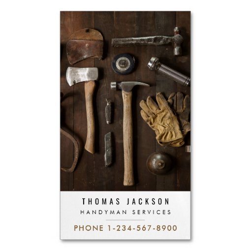 Handyman Carpenter Tools Photo QR Code Business Card Magnet | Zazzle