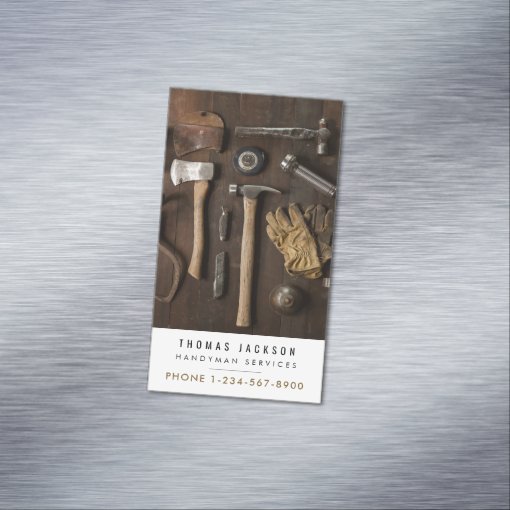 Handyman Carpenter Tools Photo QR Code Business Card Magnet | Zazzle