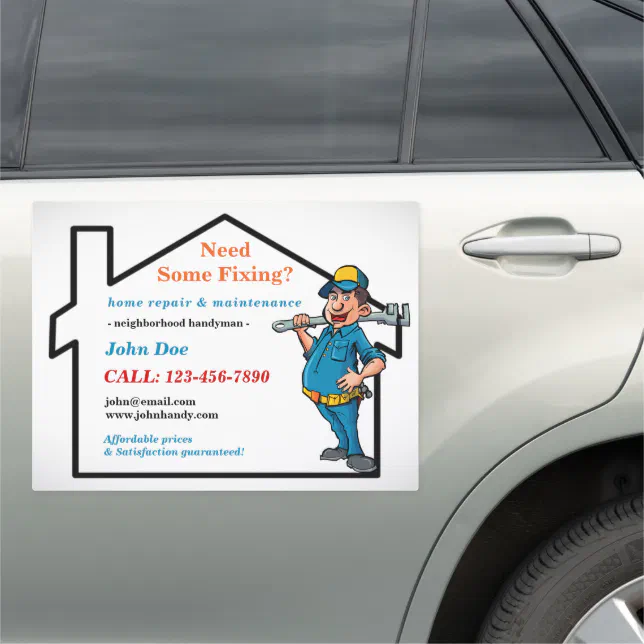 Handyman Contractor Home Repair Truck Door Car Magnet | Zazzle