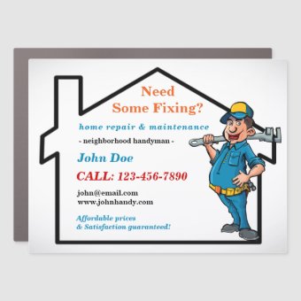 Handyman Contractor Home Repair Truck Door Car Magnet | Zazzle