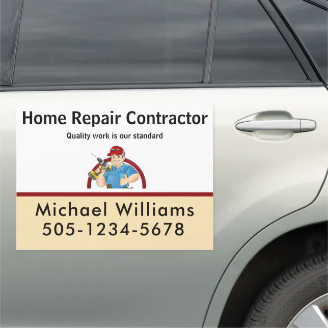Handyman Contractor Home Repair Truck Door Magnet | Zazzle