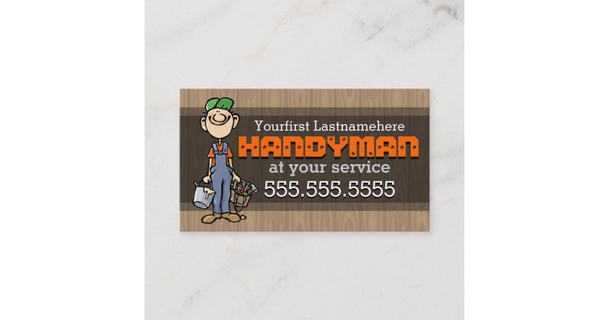 Handyman.Fix-It Man.Home repair.Custom text/color Business Card | Zazzle