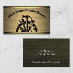 Handyman Gold Steel Maintenance Repair Service Business Card | Zazzle