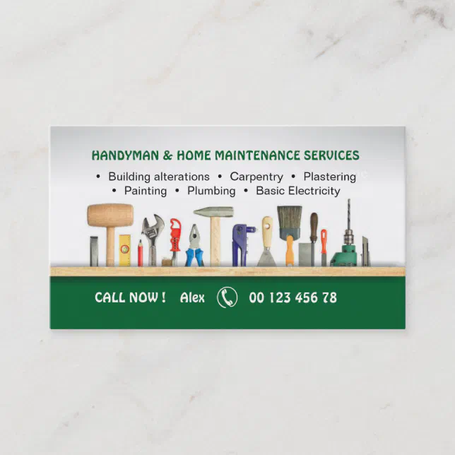 Handyman & Home maintenance services Business Card | Zazzle