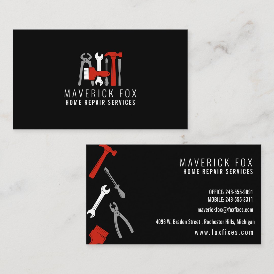 Handyman Home Repair & Maintenance Services Business Card | Zazzle