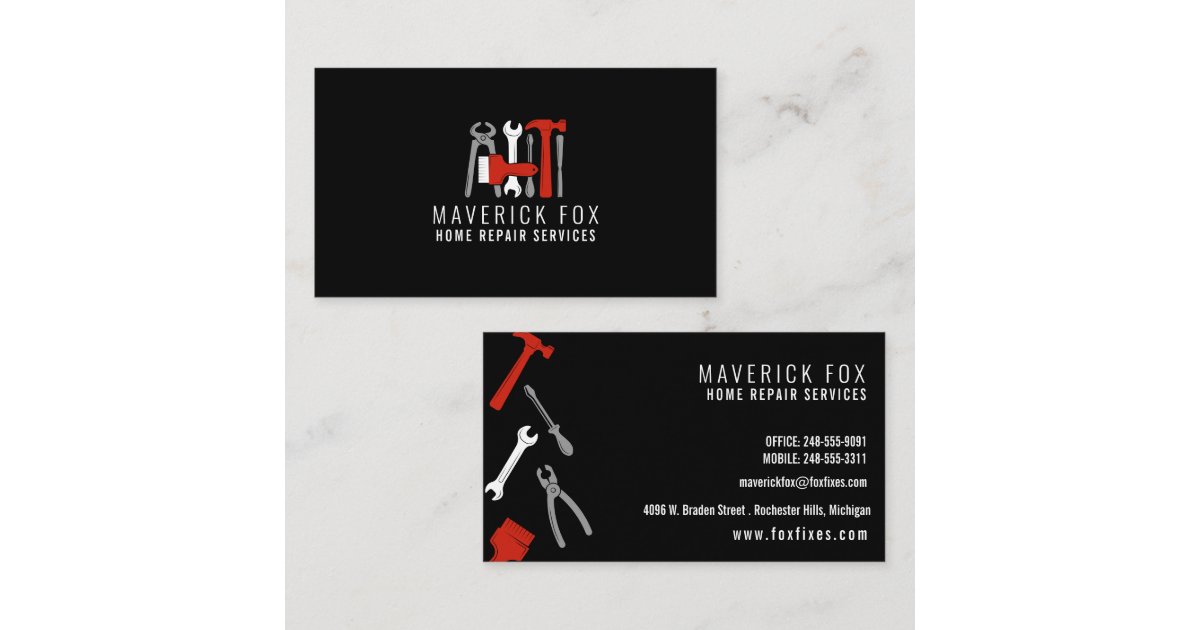 Handyman Home Repair & Maintenance Services Business Card | Zazzle
