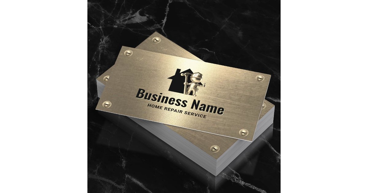 Handyman House Repair Maintenance Gold Worker Business Card | Zazzle