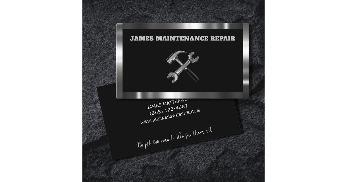 Handyman Maintenance Repair Service Metal Business Card | Zazzle