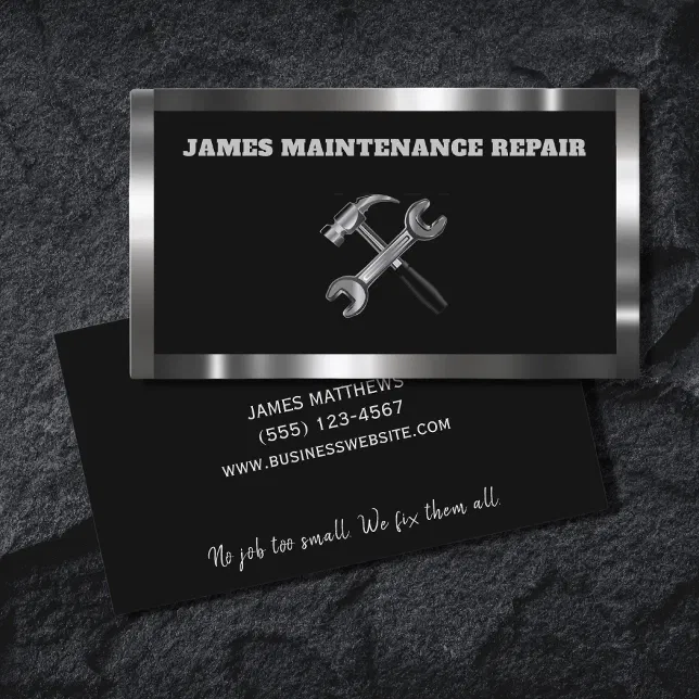Handyman Maintenance Repair Service Metal Business Card | Zazzle