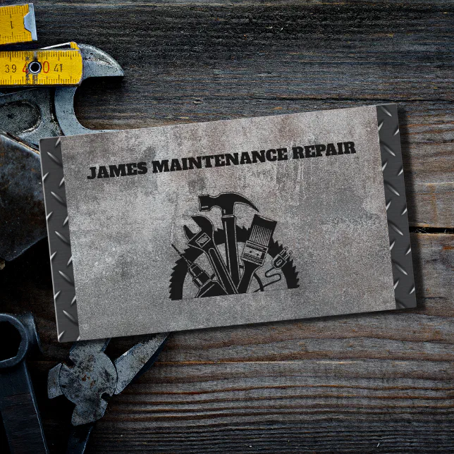 Handyman Maintenance Repair Service Metal Steel Business Card | Zazzle