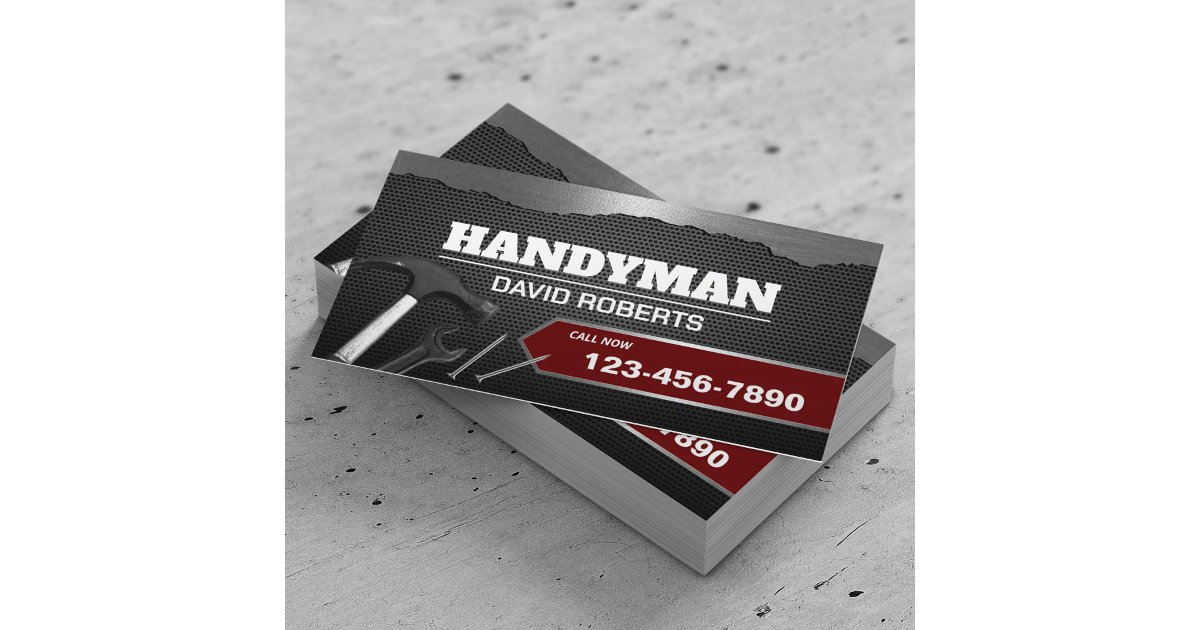 Handyman Metallic Repair & Maintenance Service Business Card | Zazzle