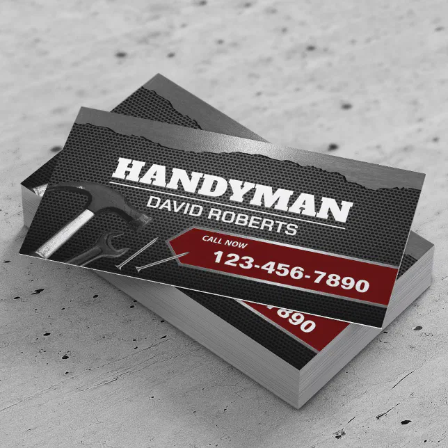 Handyman Metallic Repair & Maintenance Service Business Card | Zazzle