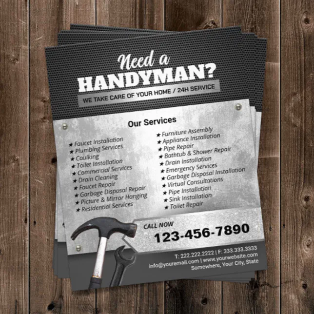 Handyman Metallic Repair & Maintenance Service Flyer | Zazzle