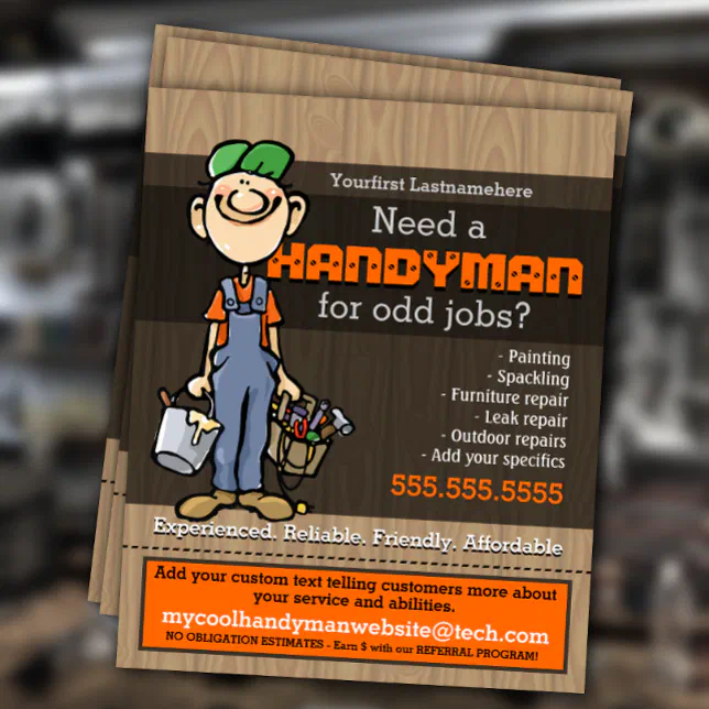Handyman Odd jobs Carpenter Plumber Painter. Flyer | Zazzle