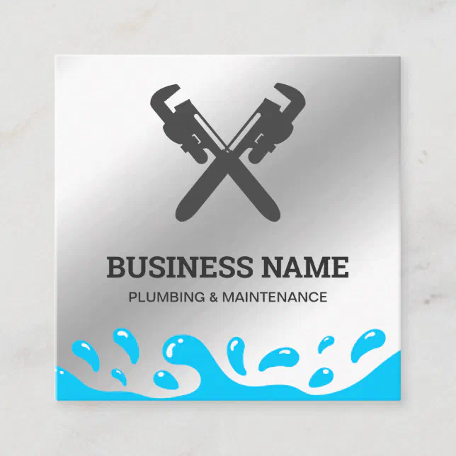 Handyman Plumbing Pipe Wrench Metal Steel Plumber Square Business Card ...