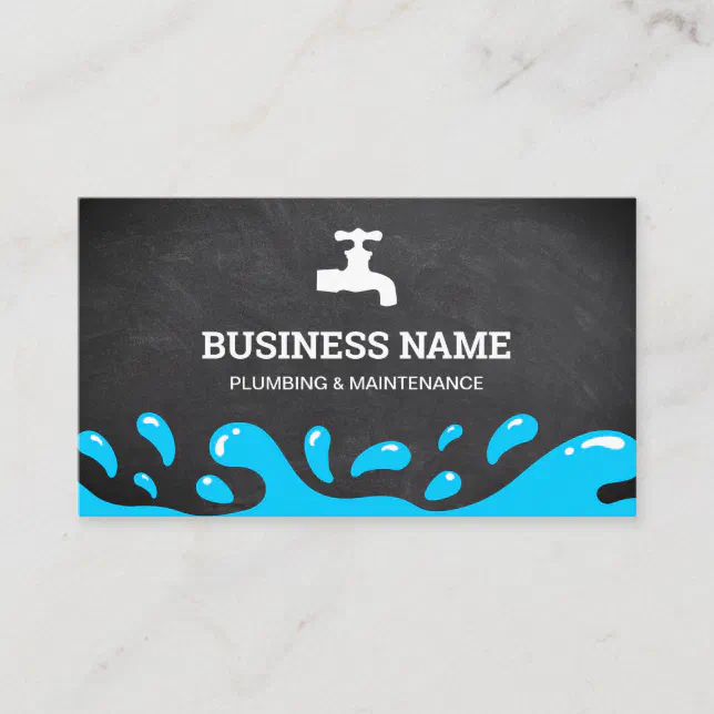 Handyman Plumbing Water Tap Chalkboard Plumber Business Card | Zazzle