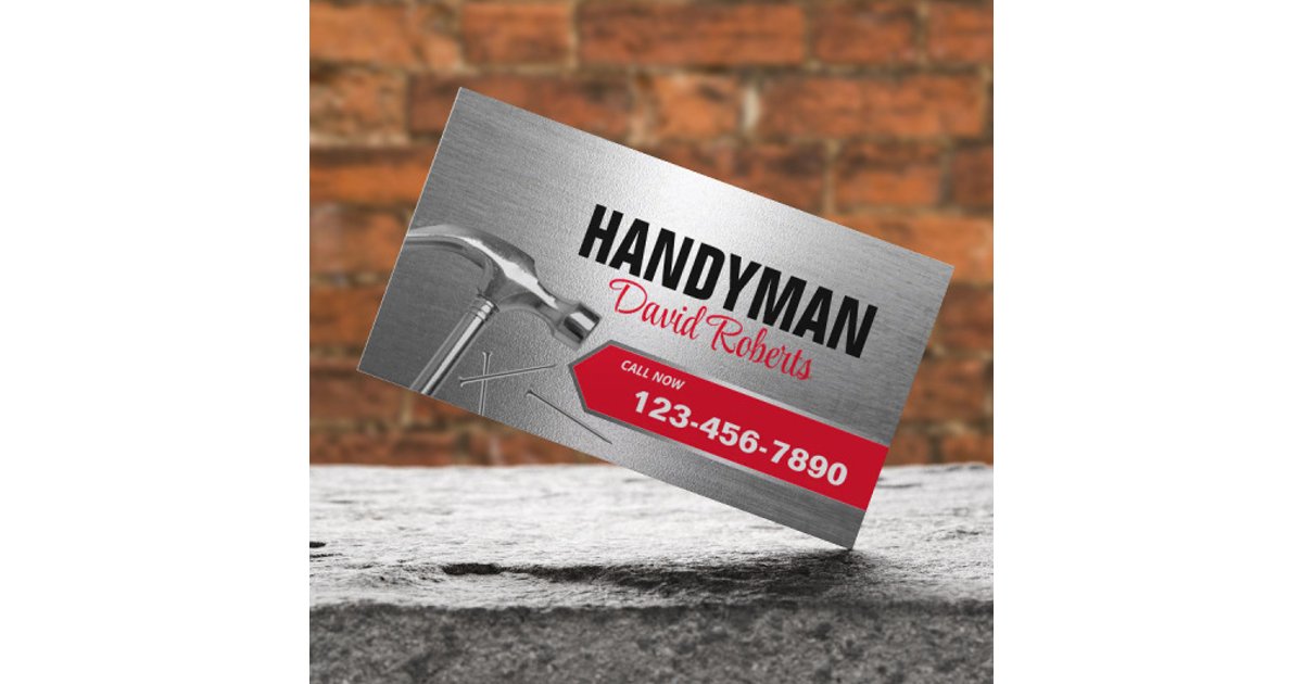 Handyman Professional Repair & Maintenance Metal Business Card | Zazzle