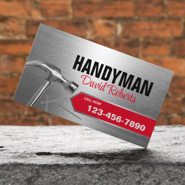 Handyman Professional Repair & Maintenance Metal Business Card | Zazzle
