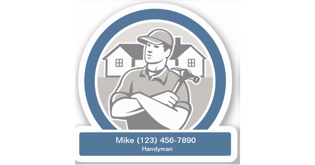 Handyman Promotional Contact Shape Sticker | Zazzle