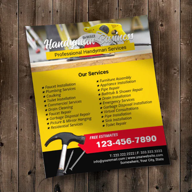 Handyman & Remodeling Professional Repair Service Flyer | Zazzle