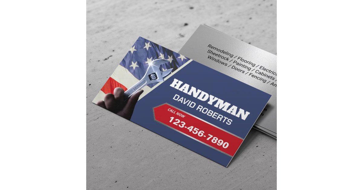 Handyman Repair Maintenance Plumbing Patriotic Business Card | Zazzle