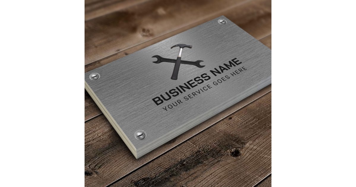 Handyman Repair Maintenance Service Faux Metal Business Card | Zazzle