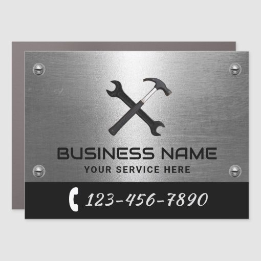 Handyman Repair Maintenance Service Faux Metal Car Magnet | Zazzle