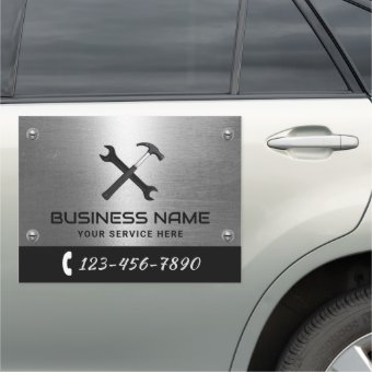 Handyman Repair Maintenance Service Faux Metal Car Magnet | Zazzle